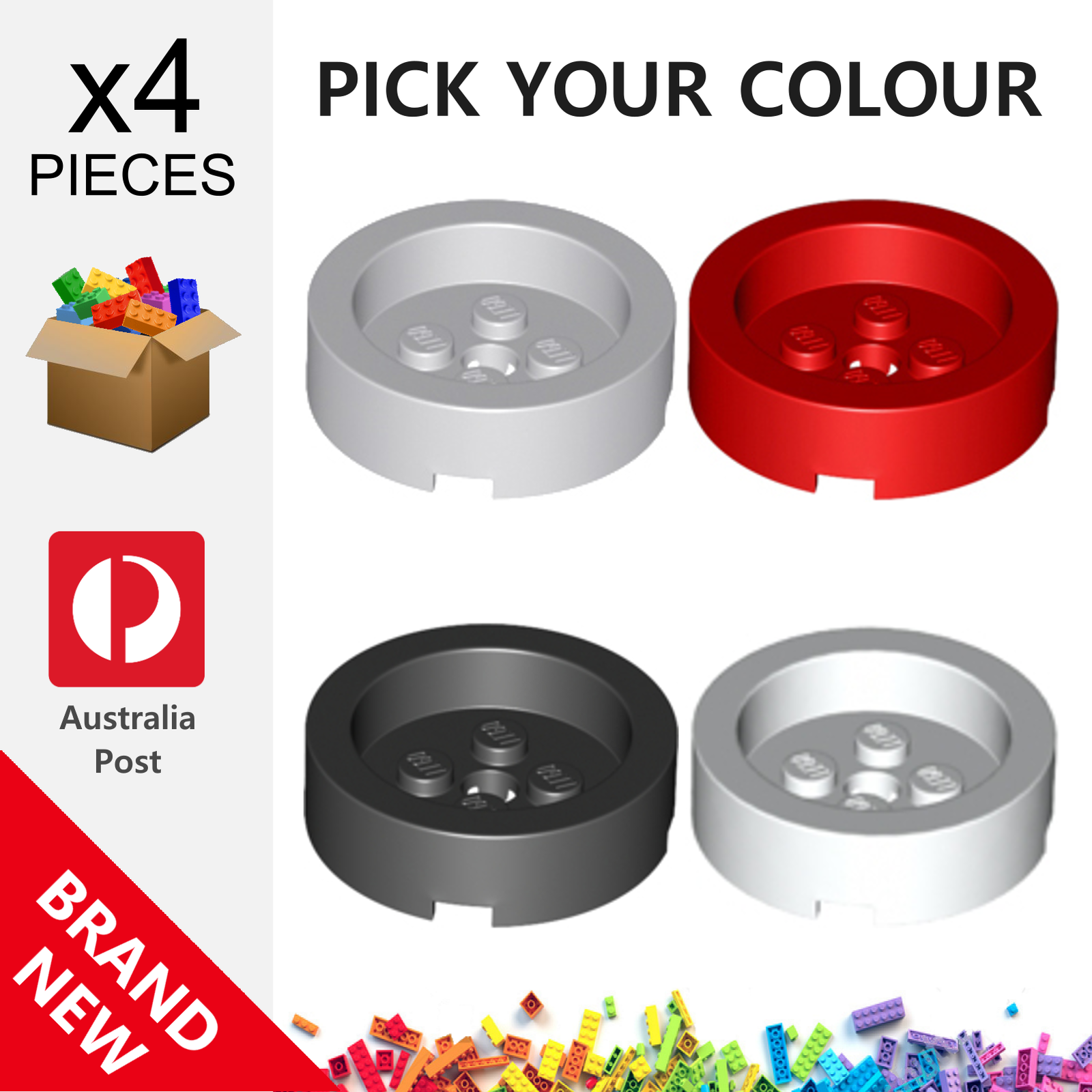 4x Genuine LEGO™ - Round 4 x 4 with Recessed Center Bricks - 68325 New ...