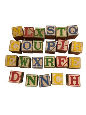 Vintage Lot 23 Wood Alphabet Numbers Building Blocks Children's Red ...