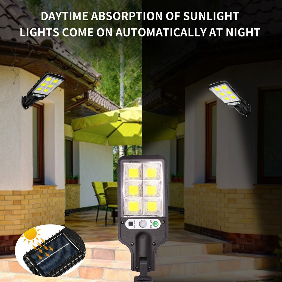 LED Solar Light Motion Sensor 3 Modes Flood Lamp Outdoor Street Wall ...