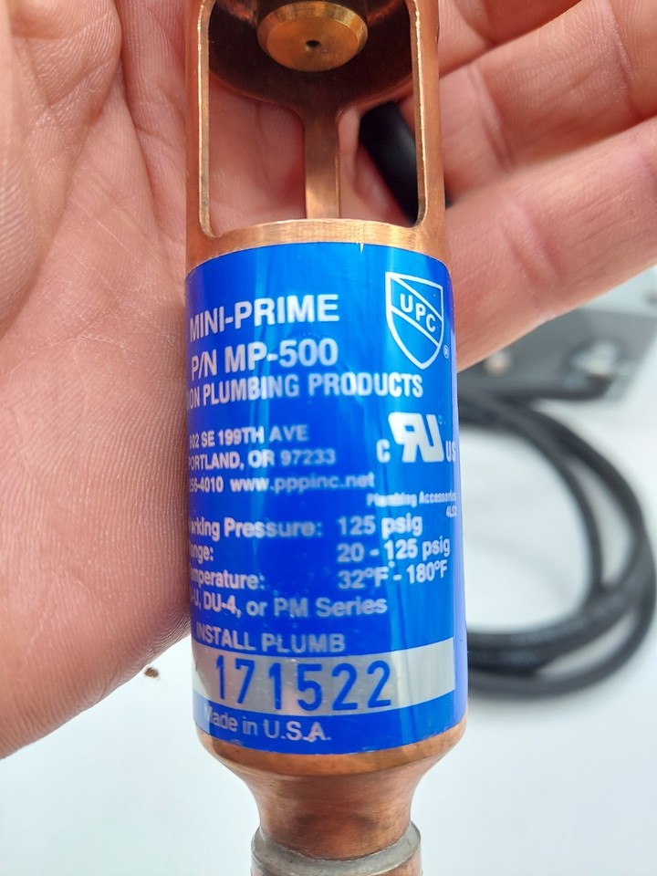 PRECISION PLUMBING MP-500 120V Mini Prime 1/2x8-15/16 in TRAP PRIMER ...