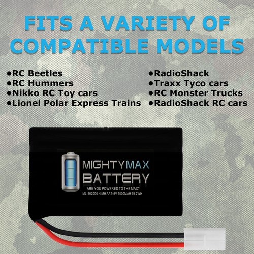 Mighty Max 9.6V 2000mAh NiMH Battery For Maisto Rock Crawler Extreme RC ...