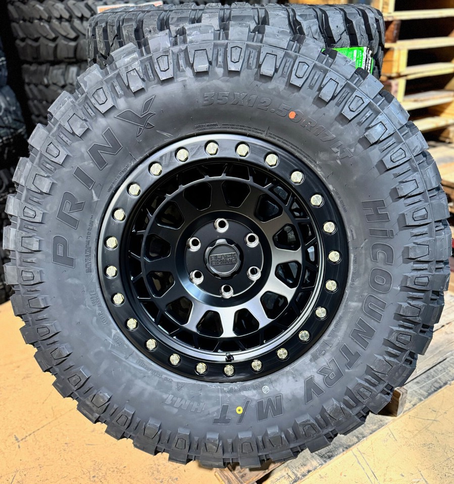 4) 17x9 Black Rhino Primm Wheels Rims 35" MT Tires 5x5 Jeep Wrangler JK ...