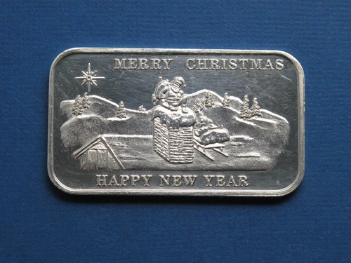 1984 Tentex Mint Merry Christmas Happy New Year TEN3 1oz Silver Bar ...
