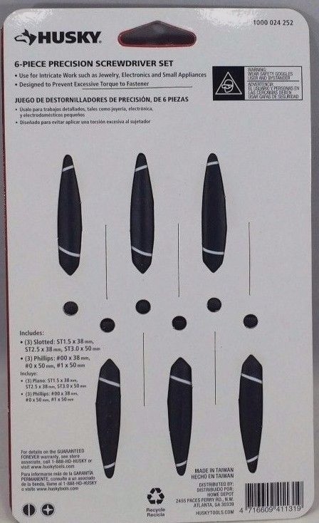 Husky - 1000024252 - Precision Screwdriver Set - 6-Piece | eBay