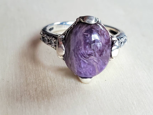 HANDMADE CHAROITE RING, Fine VTG Gem & Setting, Alternative Engagement ...