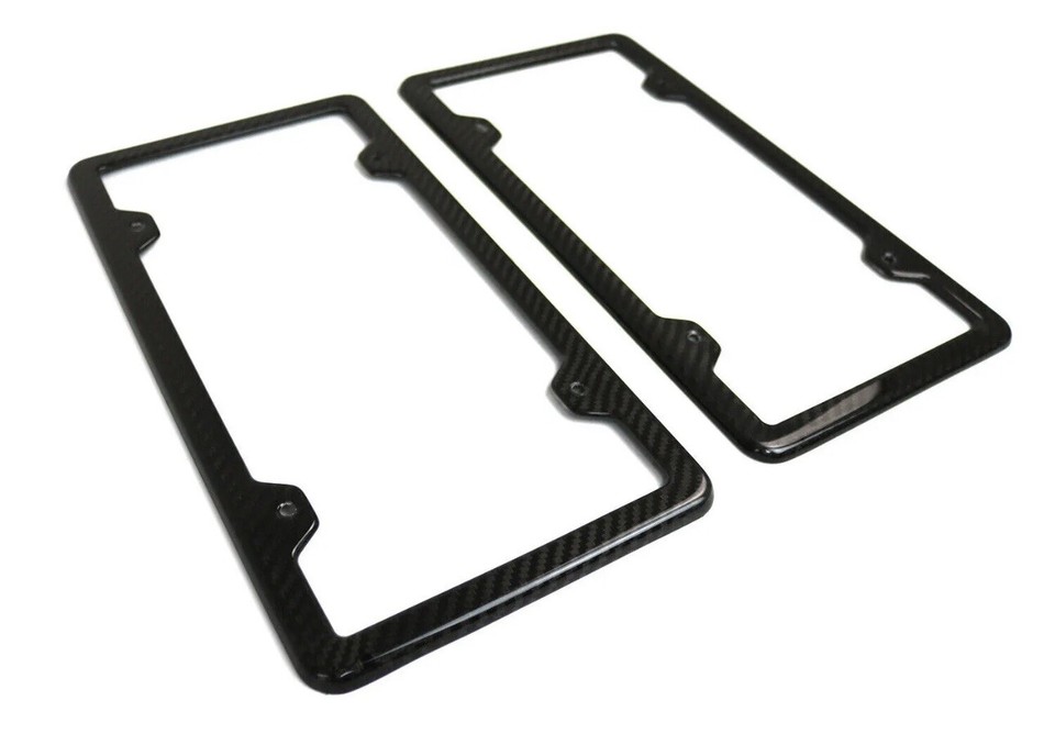 License Plate Frame tag Holder for Mini Cooper Carbon Fiber Black 2 Pcs ...