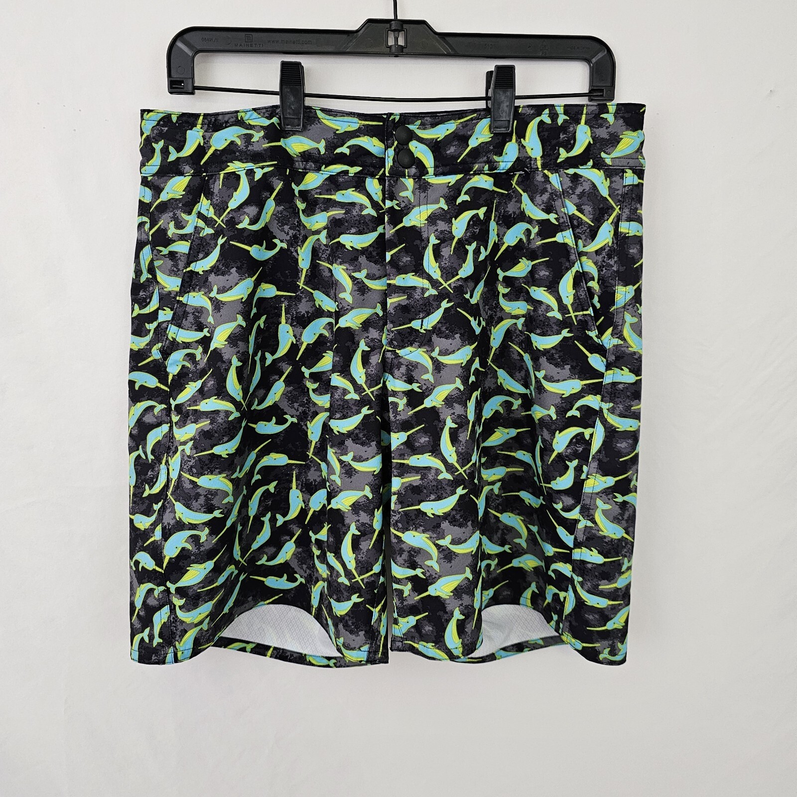 Tomboy X Board Shorts Swim Narwhal Print Blue Black … - Gem