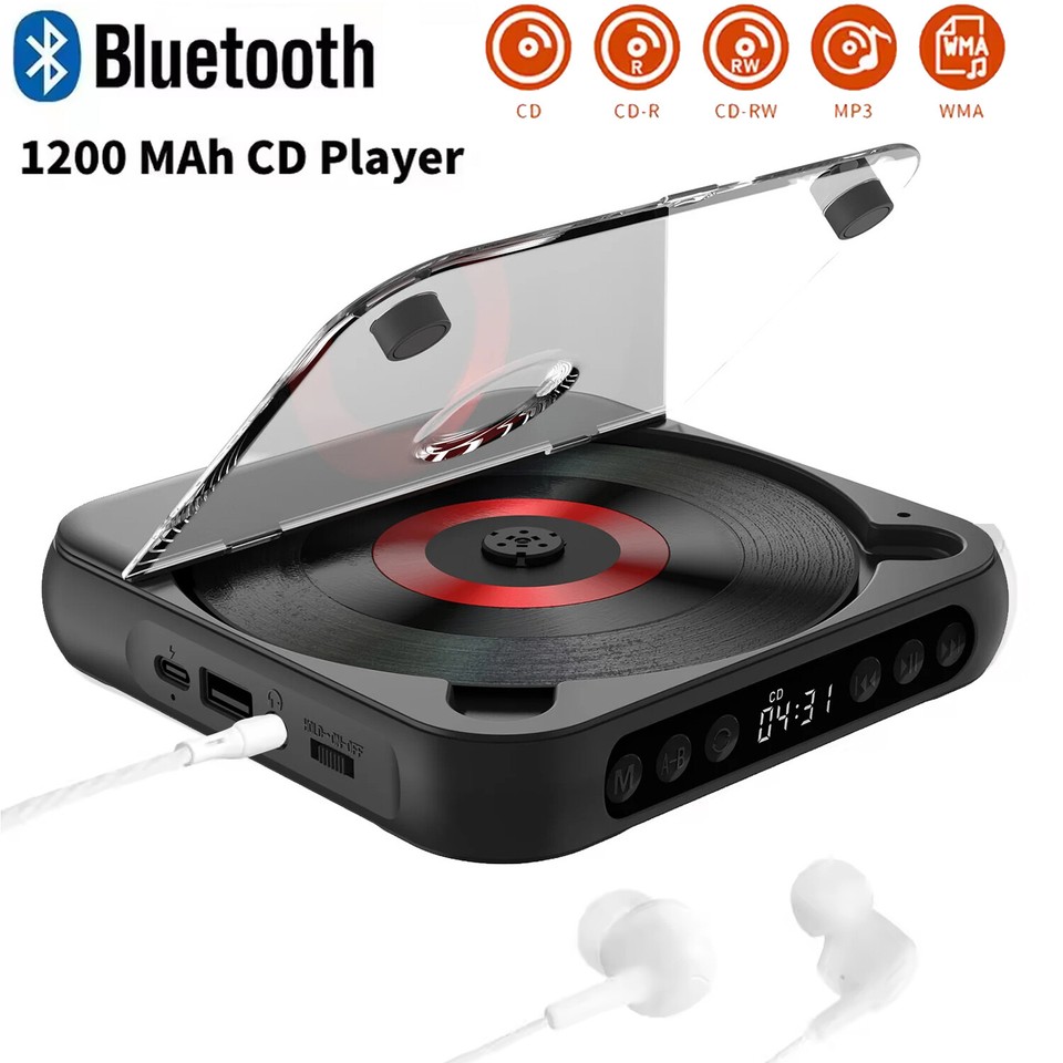 Portable CD Player Personal CD Players with Bluetooth Rechargeable S ...