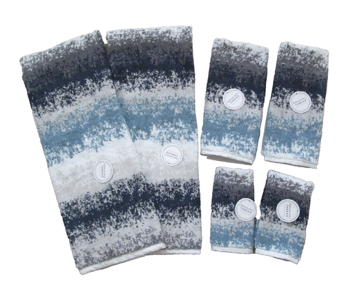 COMMON THREAD 6 Piece Towel Set, 2 Towels & 4 Handtowels Gray-Teal ...