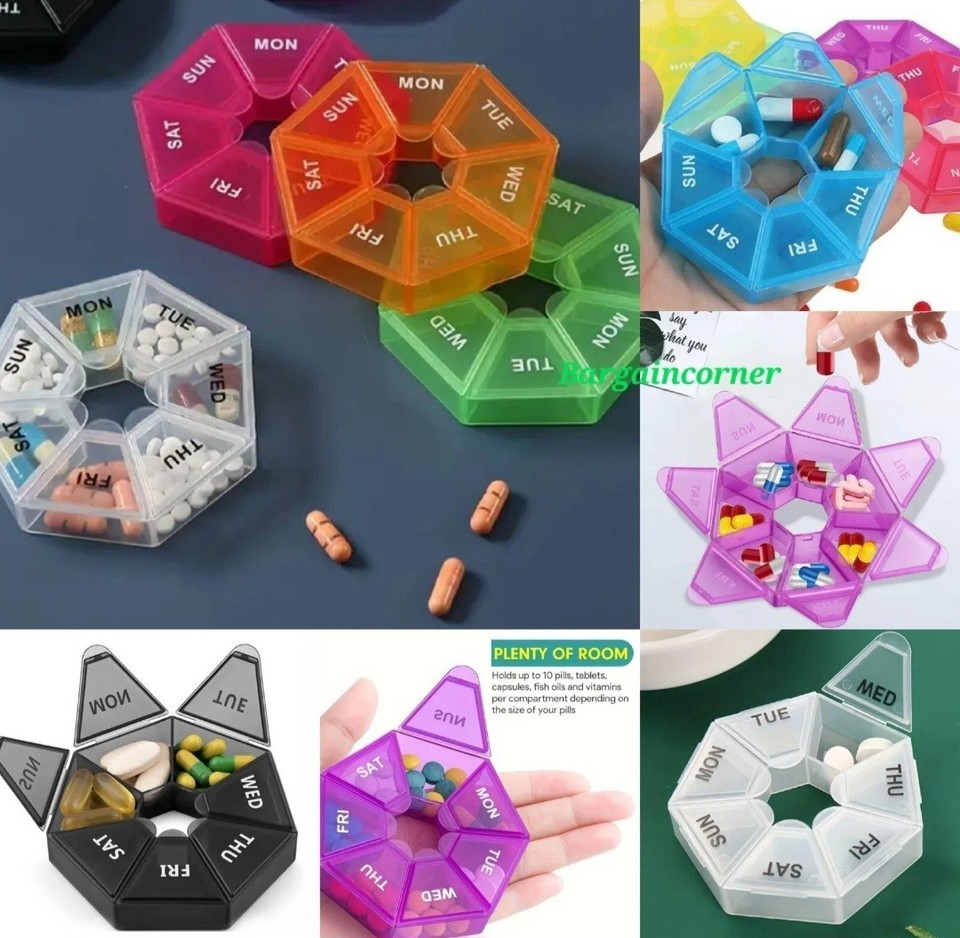 Pill Box 7 Days Tablet Medicine Storage Sorter Box Daily Pill Case Med ...