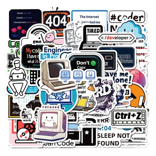 50 Programming Internet Coding Software Stickers for Laptop Water ...