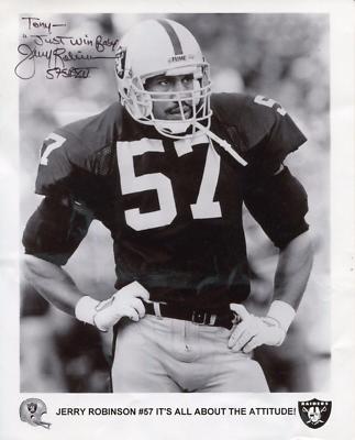 JERRY ROBINSON LOS ANGELES RAIDERS FOOTBALL PLAYER SIGNED PHOTO ...