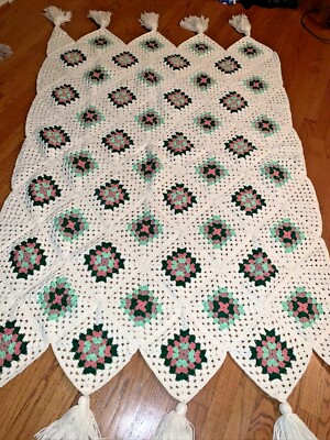 84x46 Amish Quilt Star Blocks Handmade Crochet Throw Blanket Beautiful ...