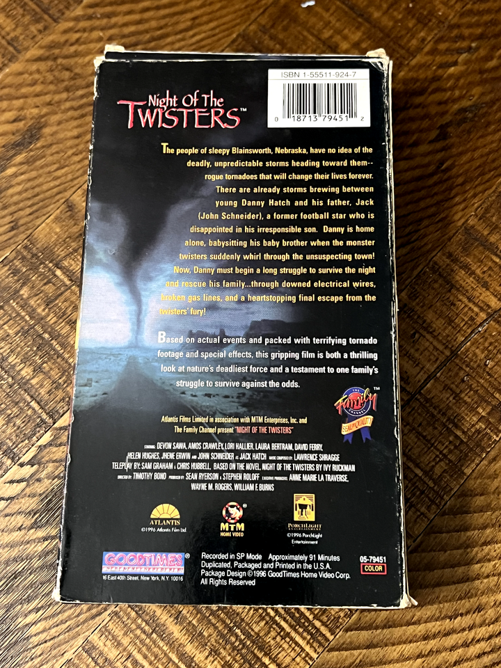 Night of the Twisters (VHS, 1996) Goodtimes Home Video John Schneider ...