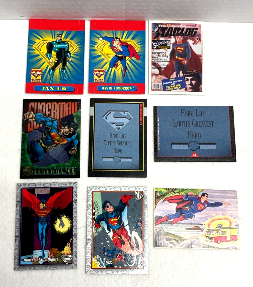 DC Comics Lot of 9 Superman Trading Cards & Prototype Cards Skybox 1990 ...