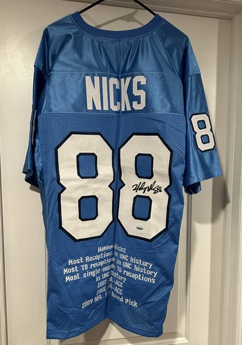 Hakeem Nicks Signed UNC Tar Heels Blue STAT Jersey Autographed COA ...