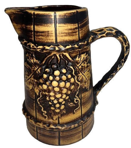 Wine Pitcher German Ceramic Grape and Wood Theme Vintage Wine Pitcher ...