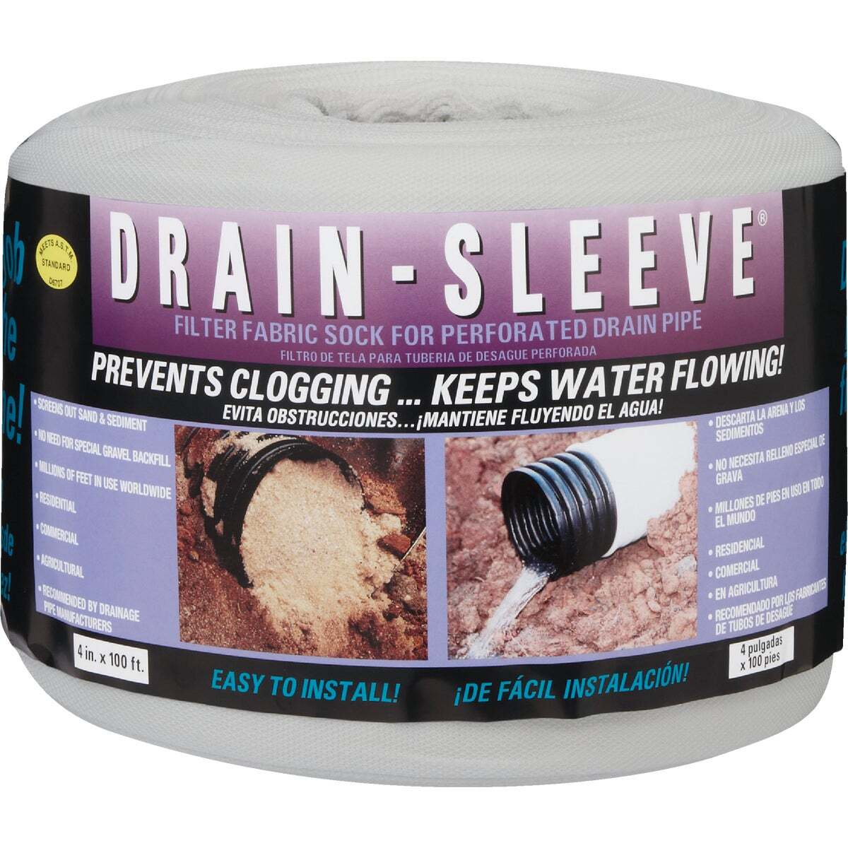 Advanced Drainage Systems 4 In. W. x 100 Ft. L. Fabric Drain Guard Sock ...