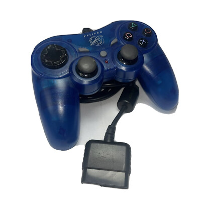 Genuine Pelican Wired Controller PL-6605 Sony PlayStation 2 PS2 (Blue ...