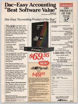 Dac-Easy Accounting Payroll Software Series Dallas Texas 1986 Print Ad ...