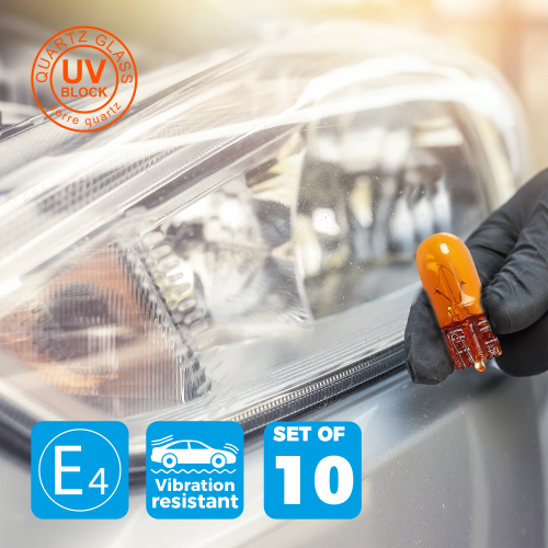 10 X 501 Amber Orange Bulbs 12V 5W Capless Side Indicator W2.1 x 9.5D ...