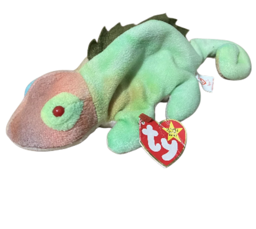 Retired original Ty Beanie Baby IGGY the tie-dye iguana lizard WITH ...