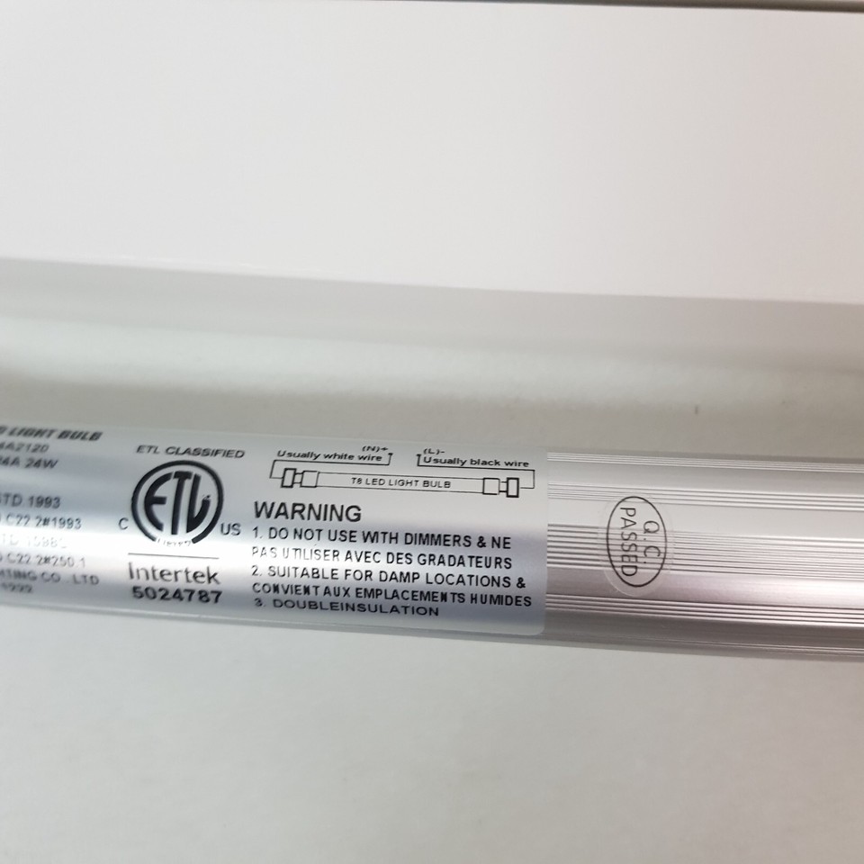 4 Pack of T8 4FT LED Type B Light Bulbs, 24W 3000LM 5000K Daylight ...