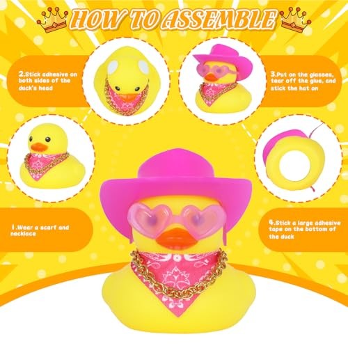 Pink Cowboy Rubber Duck Car Ornament, Funny Yellow Rubber Duck with ...