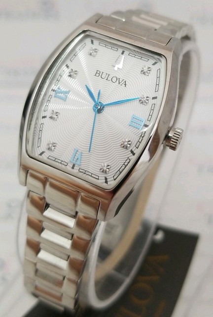 Bulova 96P203 Women's 27mm Diamond Accent Stainless Steel Tonneau Watch ...
