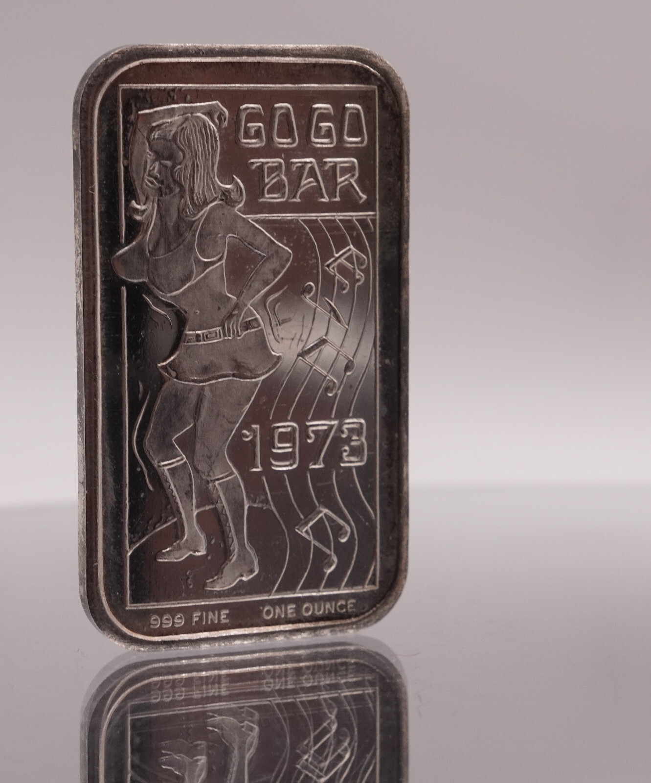 1973 Go Go Bar Exoctic Dancer Girl A Ceeco 1oz 999 FINE Silver art bar ...