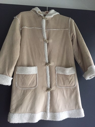 Vintage Target Cream Faux Suede & Fur Coat with Toggle Buttons Women's ...