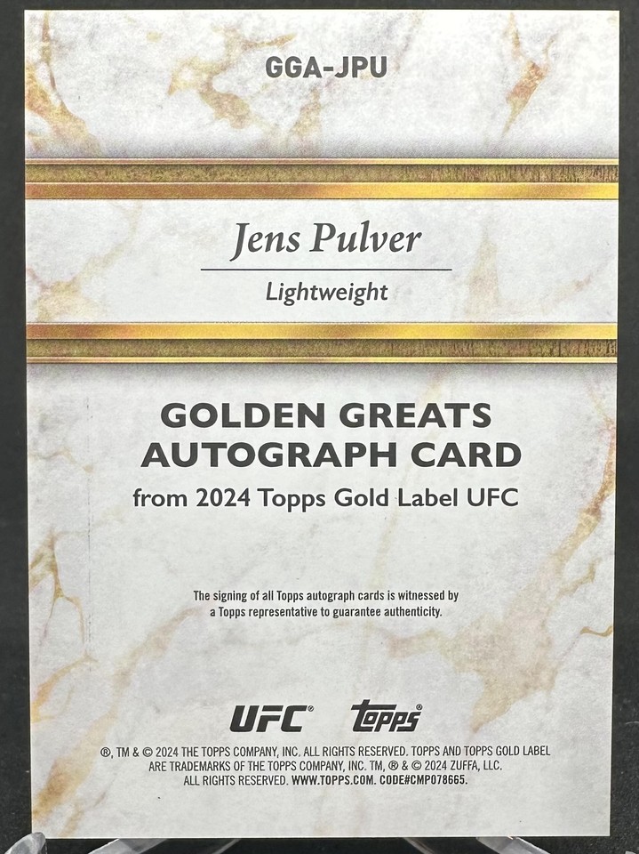 Jens Pulver 2024 Topps Gold Label UFC Golden Greats Auto Blue /99 #GGA ...