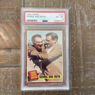 BABE RUTH 1962 TOPPS RUTH SPECIAL & LOU GEHRIG CARD GRADED PSA 6 EX-MT ...