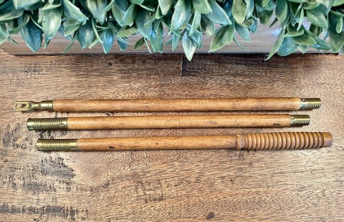 37" Vintage Wood and Brass 3 Piece Muzzle Loading Firearm Ramrod ...