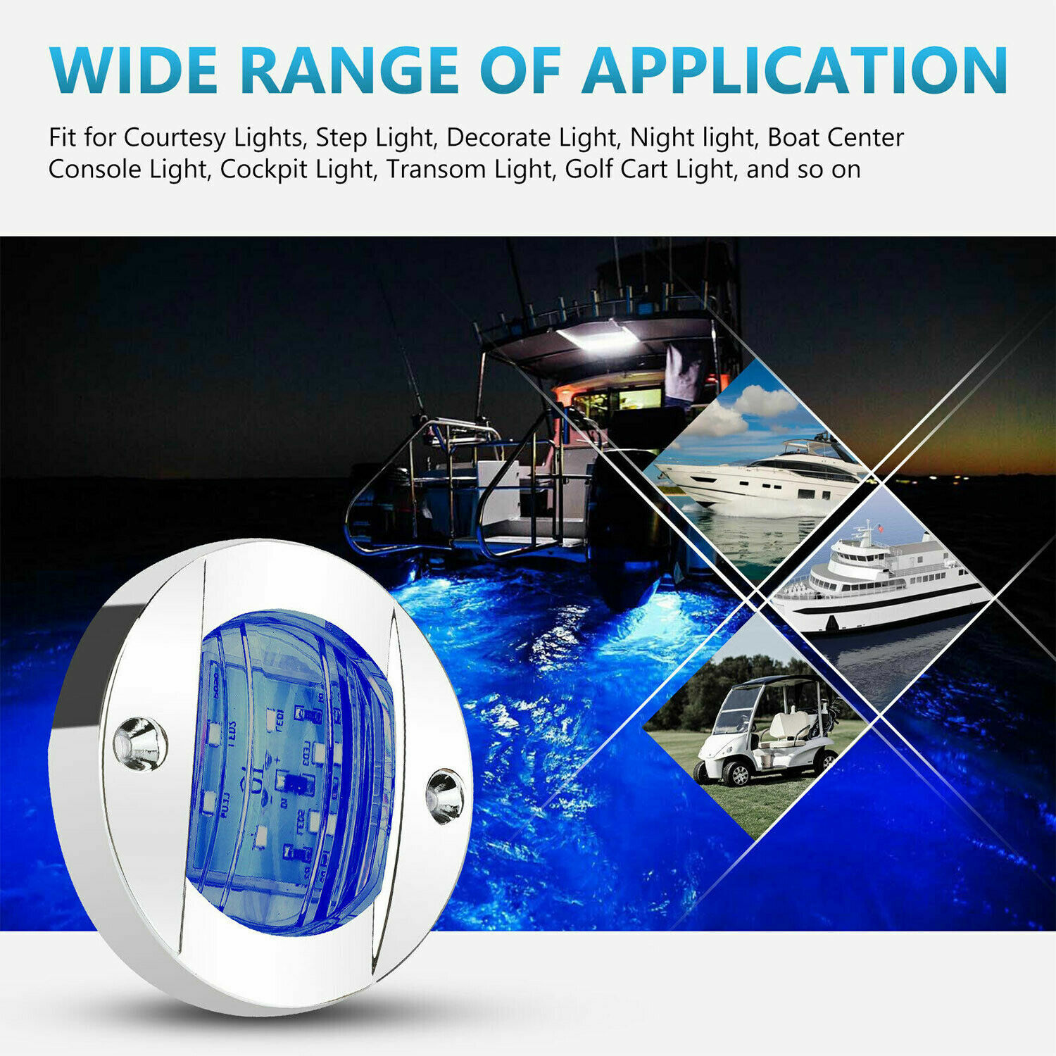 4x Round Marine Boat LED Courtesy For Cabin Deck Stern Navigatioin ...