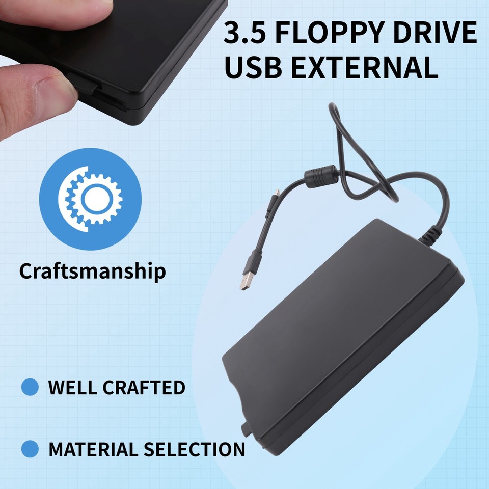 Floppy Disk Reader, 3.5 Inch External Floppy Disk Drive with USB Type-C ...