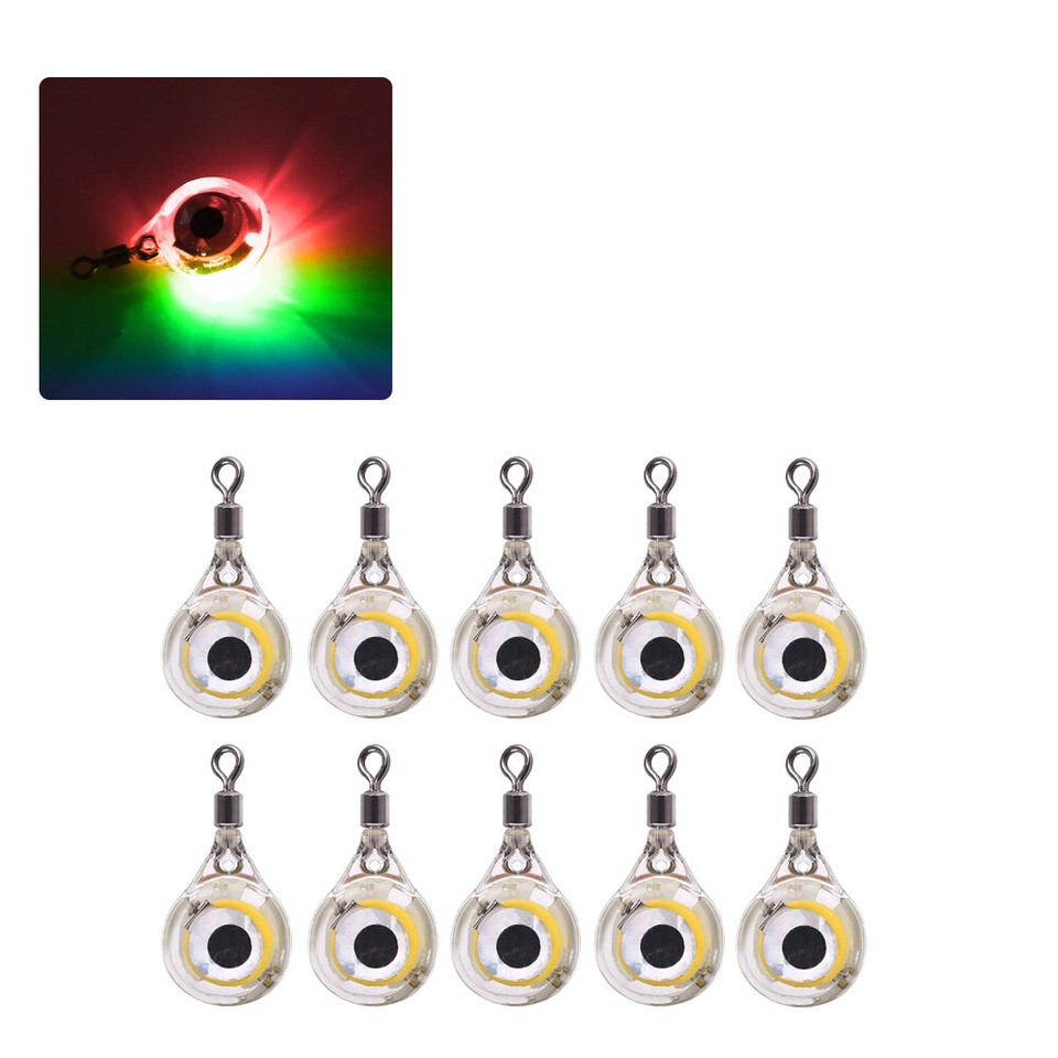 10-20pcs Mini Fishing Lure Light LED Deep Drop Underwater Eye Shape ...