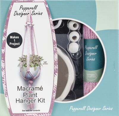 Pepperell Designer Series Macrame Plant Hanger Kit-Pink - 3 Pack | eBay