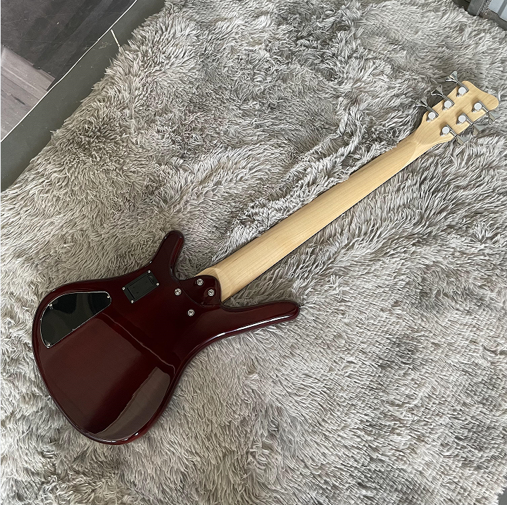 Custom 6-strings Electric Bass Guitar Wine Red Fretless Chrome Hardware ...