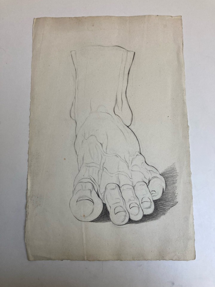 Beautiful Large Drawing Antique Statue Sculpture 1850 Art Portrait Foot ...