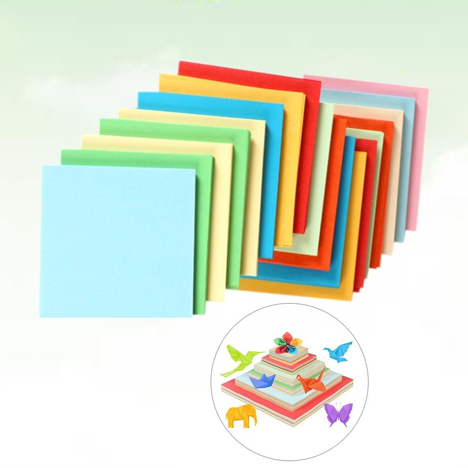 100 Sheets Origami Folding Paper Double Sided Color Decorative Coloured ...