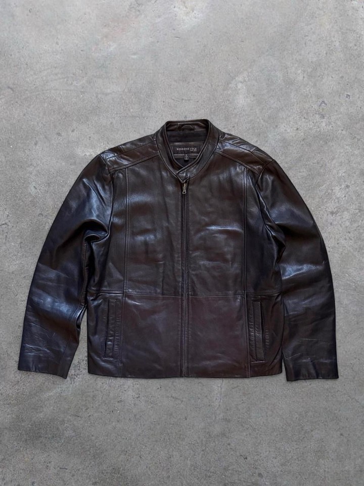 Vintage Kenneth Cole Motorcycle Cafe Racer Burgundy Brown Leather ...