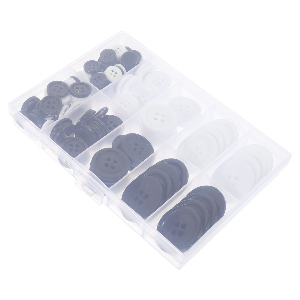 4 Pack Black and White Button Set Women's Man Shirt Buttons Sewing Kit ...