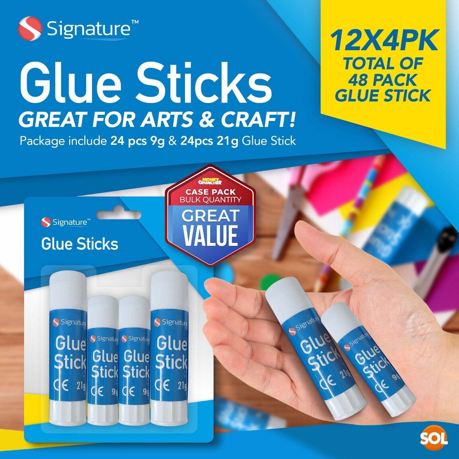 16-48pk Kids Glue Sticks School 9g 21g Washable Non Toxic Home Office ...