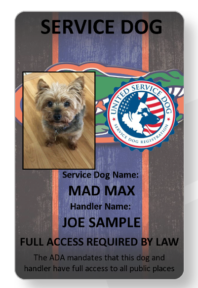 Gators Service Dog/Emotional support/Therapy Dog ID card | eBay