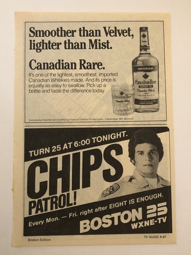 1980’s CHIPS Patrol TV Show TV Guide Magazine Ad 24 2D21 | eBay