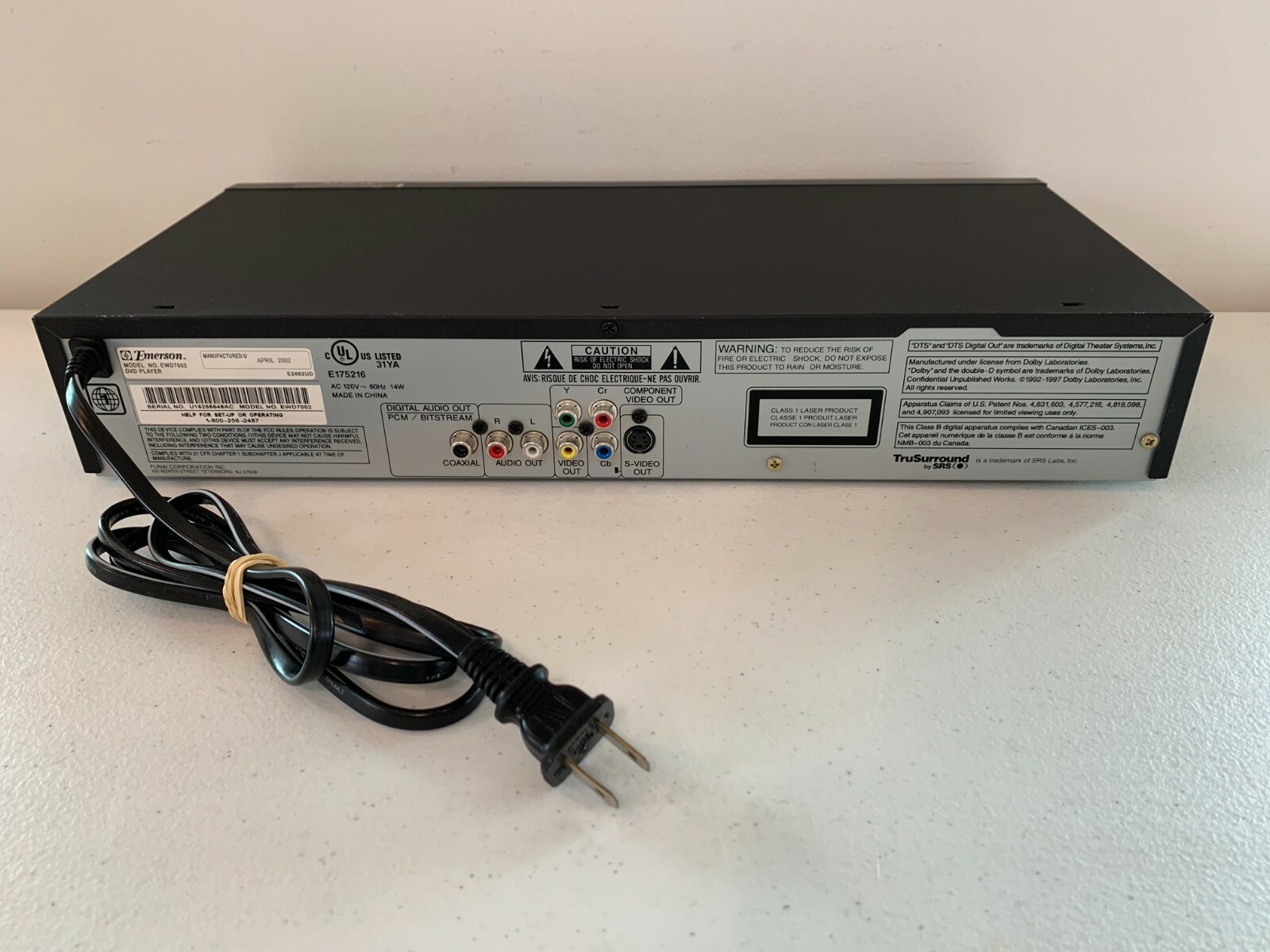 Emerson Electric DVD / CD Compact Disc Player - Black - Model EWD7002 ...