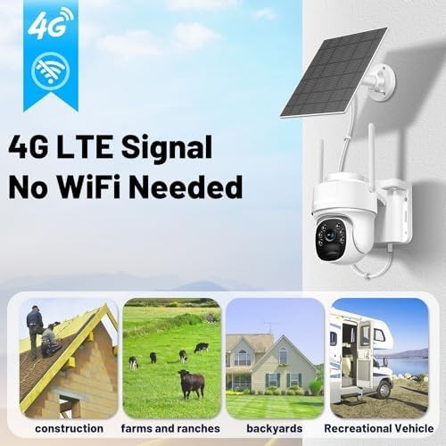 4G LTE Cellular Security Camera No Internet Needed, Solar No Wifi ...