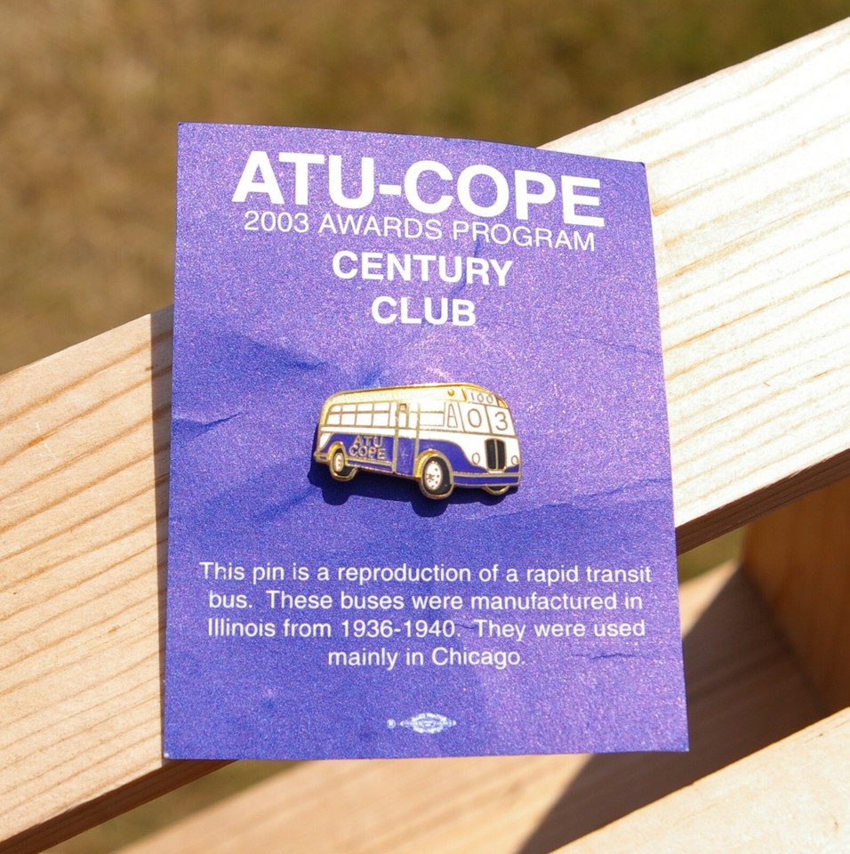 Bus ATU-COPE 2003 Awards Program 3/4" Gold Tone Metal & Enamel Lapel ...