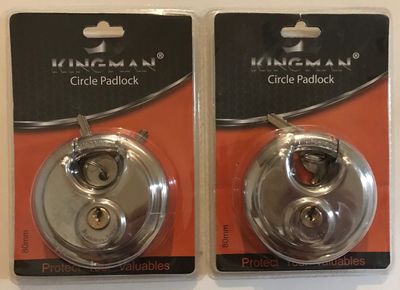 2 X Circle Padlock lock 80mm / 2keys. Protect Your Valuables-Stainless ...